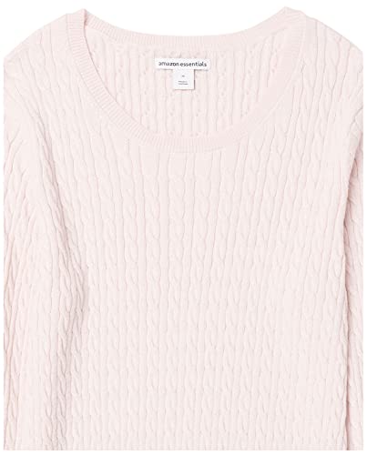 Amazon Essentials Women's Lightweight Long-Sleeve Cable Crewneck Sweater (Available in Plus Size), Light Pink, Large