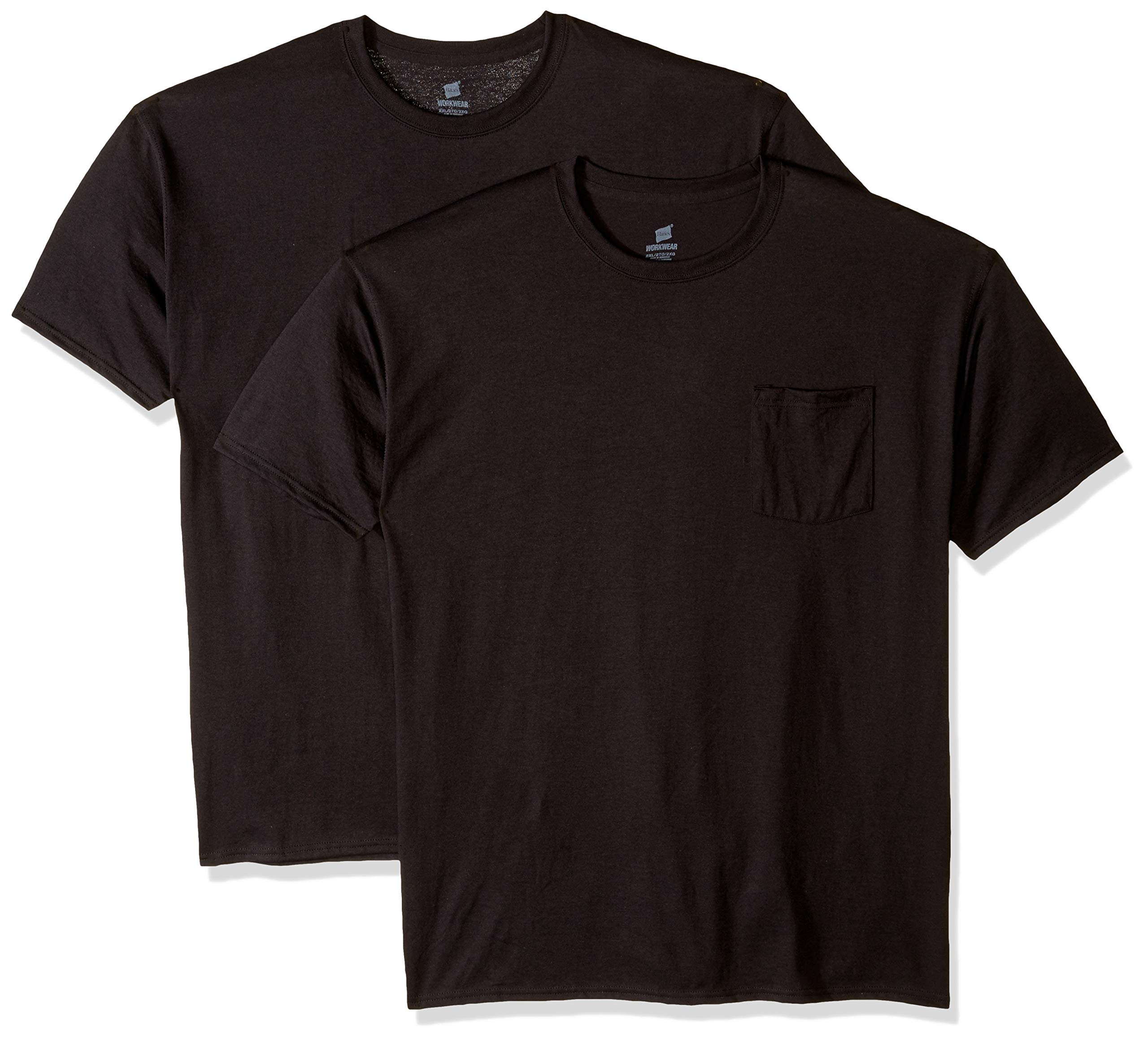 Hanes mens Workwear Short Sleeve Tee (2-pack) T Shirt, Black, XX-Large US