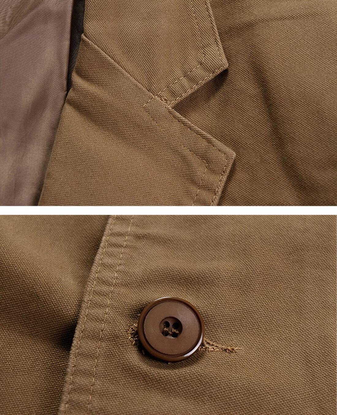 chouyatou Men's Slim 2-Button Single Breasted Cotton Lightweight Blazer Jacket Sport Coat (Large, Khaki)