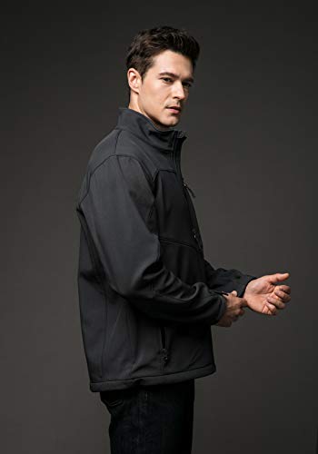 TSLA Men's Full-Zip Softshell Winter Jacket, Waterproof Fleece Lined Athletic Jacket, Outdoor Sport Windproof Jackets, Active Dark Grey, Medium