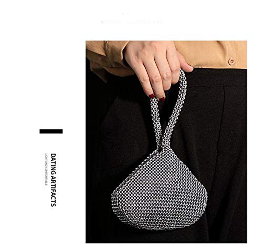Vistatroy Women's Evening Bag Sparkly Rhinestone Purse Triangle Designer Chain Clutch Purse Bag Party Prom Wedding Purse (A Black)