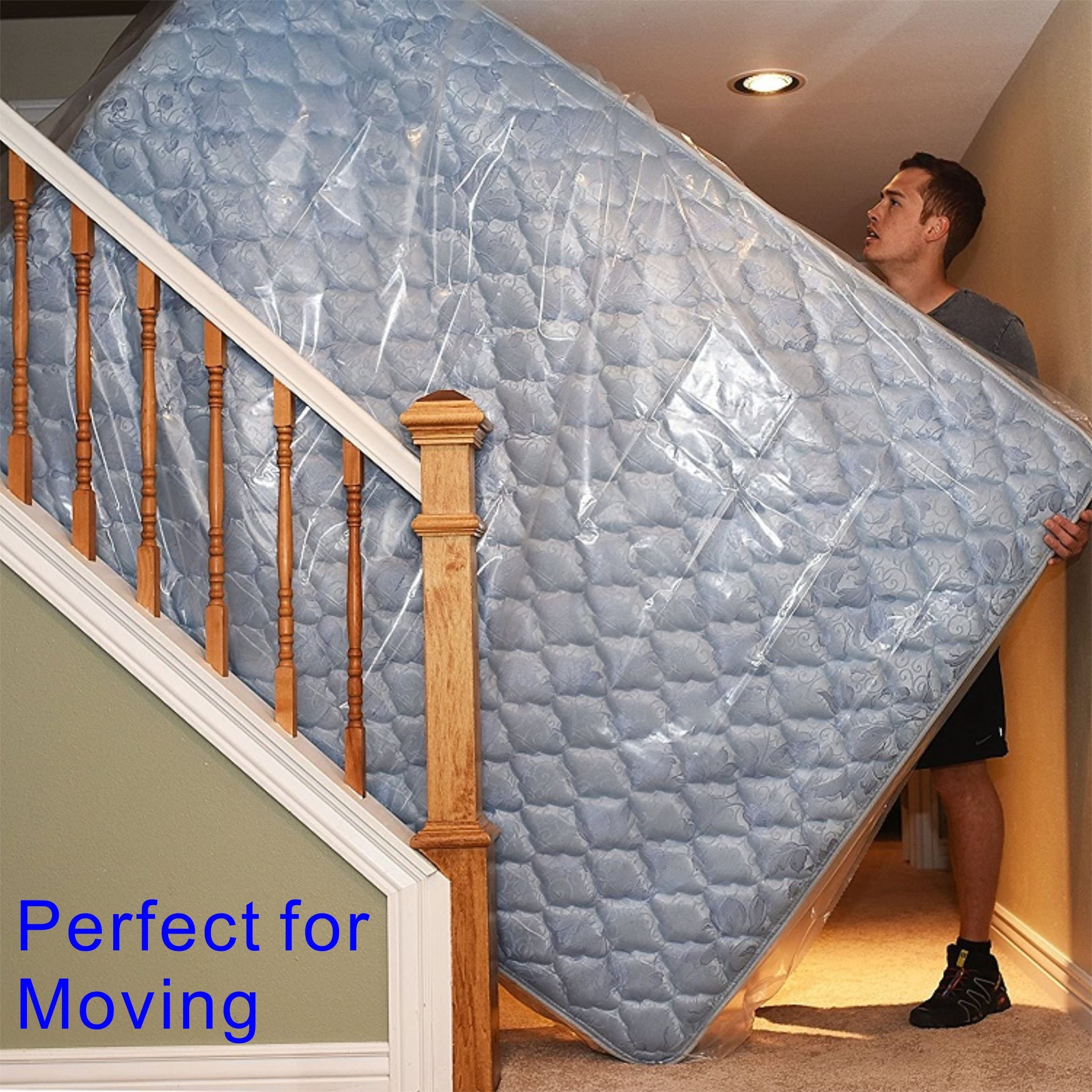 ComfortHome 4 Mil Extra Thick Sealable Mattress Bag with Adhesive Strip for Moving and Storage, Heavy Duty, Fits Twin Full and Queen Size, 2 Pack