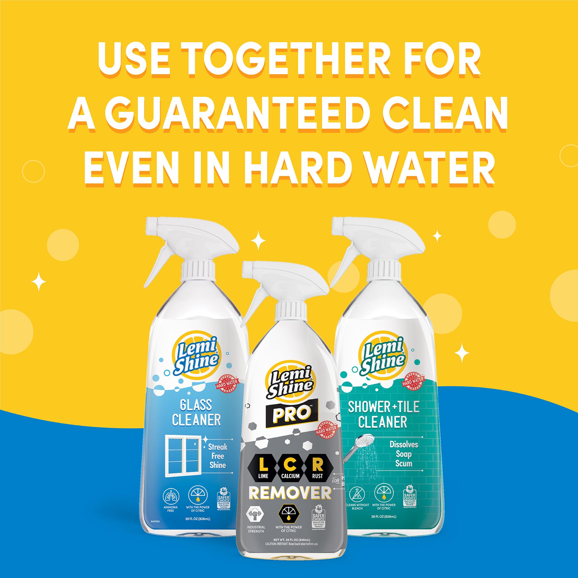 Lemi Shine Glass & Surface Cleaner - Multi-Surface Glass Cleaner Spray with Powerful Citric Acid, Cleans Smudges and Streaks From Windows, Glass, And Mirrors, 28oz - 3 Pack