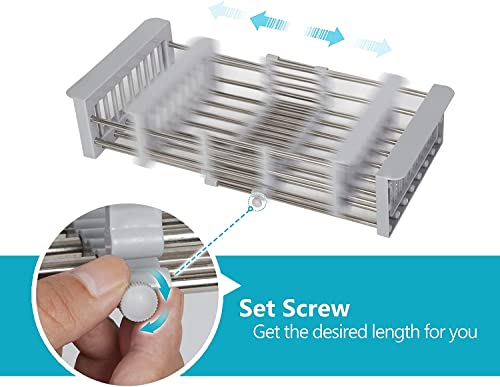 EJIE Expandable Sink Drying Rack, Dish Drying Rack Over The Sink, Kitchen Sink Drain Basket, Adjustable Expandable Stainless Dish Drying Rack, Gray