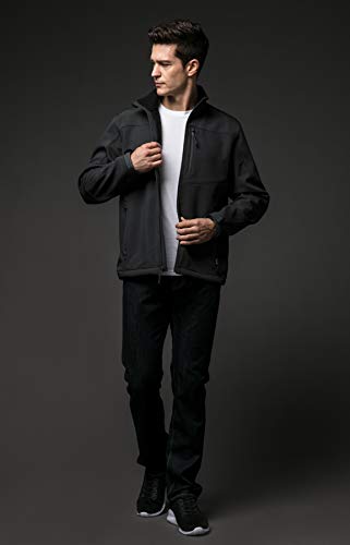 TSLA Men's Full-Zip Softshell Winter Jacket, Waterproof Fleece Lined Athletic Jacket, Outdoor Sport Windproof Jackets, Active Dark Grey, Medium