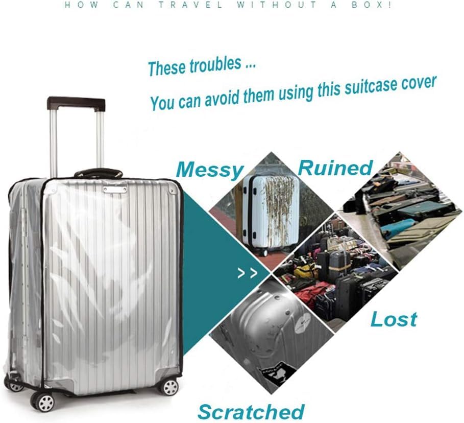 Suitcase Cover for 20" Luggage TSA Approved Clear PVC Thickened Protective Sleeve Cover for Wheeled Luggage Waterproof
