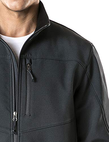 TSLA Men's Full-Zip Softshell Winter Jacket, Waterproof Fleece Lined Athletic Jacket, Outdoor Sport Windproof Jackets, Active Dark Grey, Medium