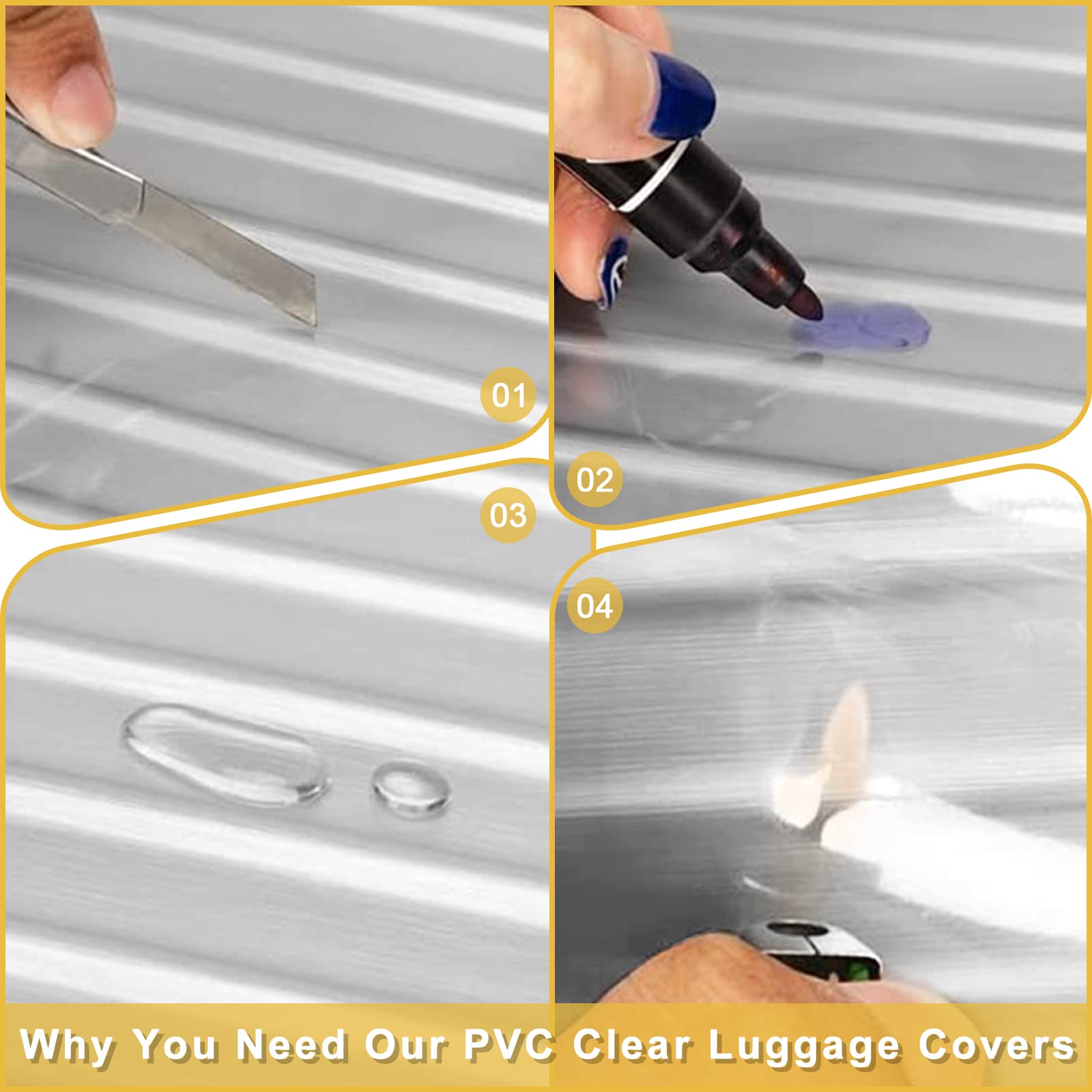 Suitcase Cover for 20" Luggage TSA Approved Clear PVC Thickened Protective Sleeve Cover for Wheeled Luggage Waterproof