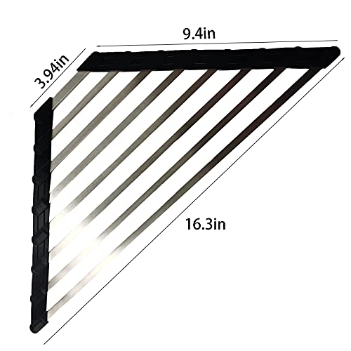 Ahyuan Corner Sink Dish Drainer Over The Sink Dish Drying Rack Corner Dish Rack SUS304 Cubic Stainless Still Kitchen Sponge Holder Corner Sink Sponge Caddy Dish Rack (Black)