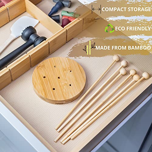 May Bright Products Bamboo Drying Rack for Reusable Storage Bags - Plastic Bags - Water Bottles - Baby Bottles - Cups - Wine Glasses - Gloves and Mittens - 10 1/2β X 5 7/8β with Compact Storage