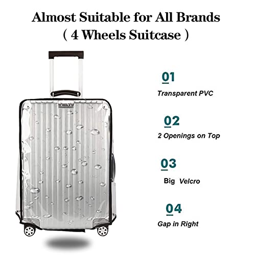 Suitcase Cover for 20" Luggage TSA Approved Clear PVC Thickened Protective Sleeve Cover for Wheeled Luggage Waterproof