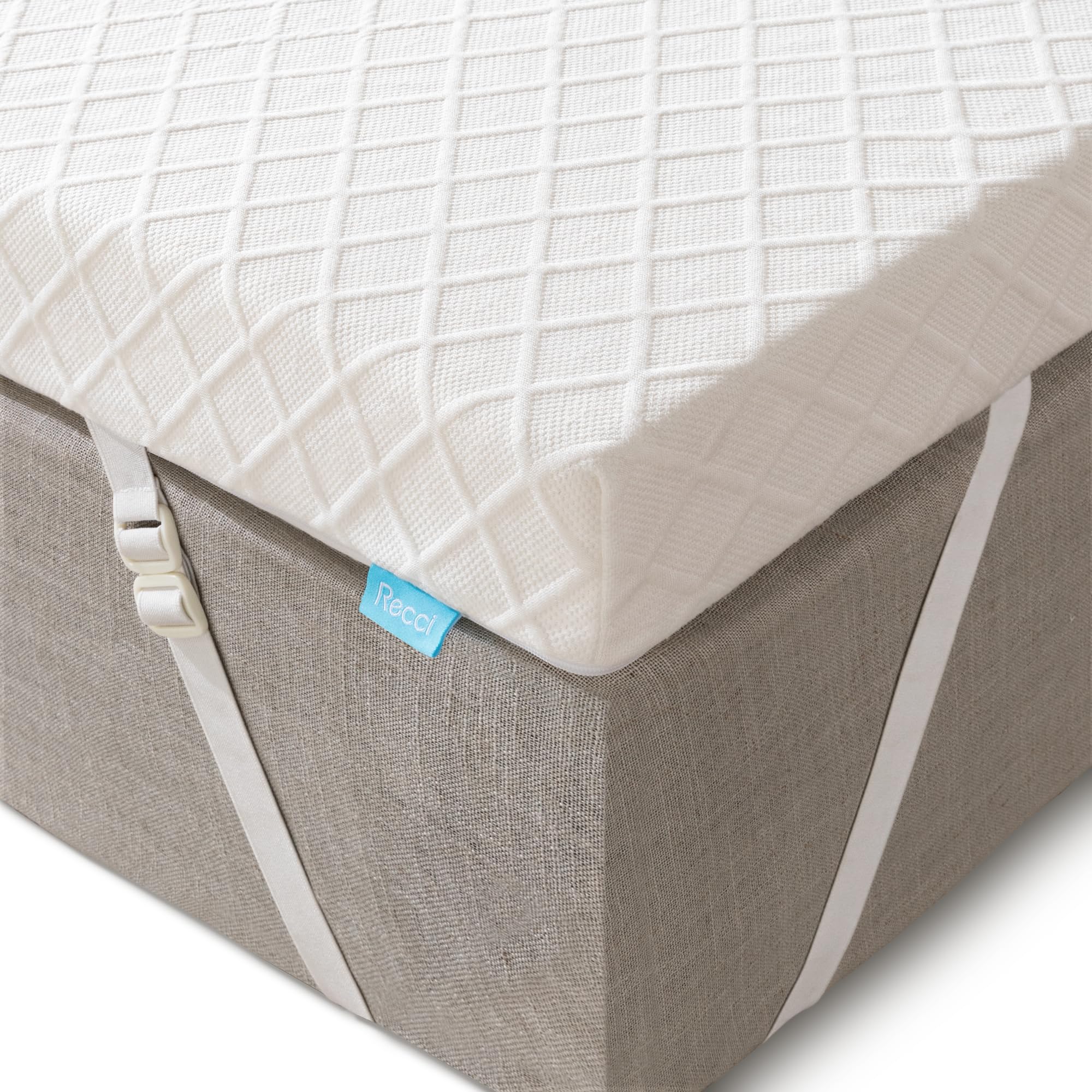 RECCI 3 Inch Queen Memory Foam Mattress Topper, Pressure-Relieving Mattress Topper for Back Pain, Non-Slip Design with Removable & Washable Cover, CertiPUR-US Certified, Queen Size