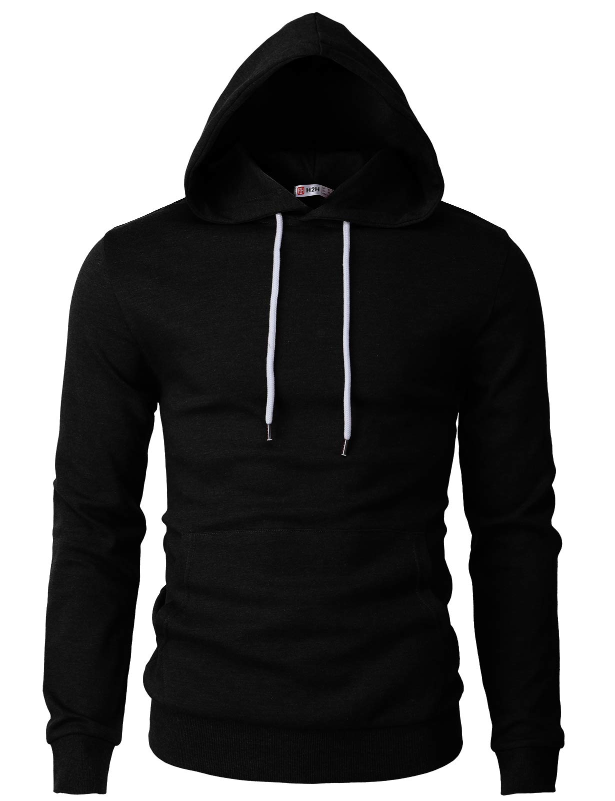 H2H Mens Basic Long Sleeve Pullover Hoodie BLACK US 2XL/Asia 3XL (CMOHOL050)
