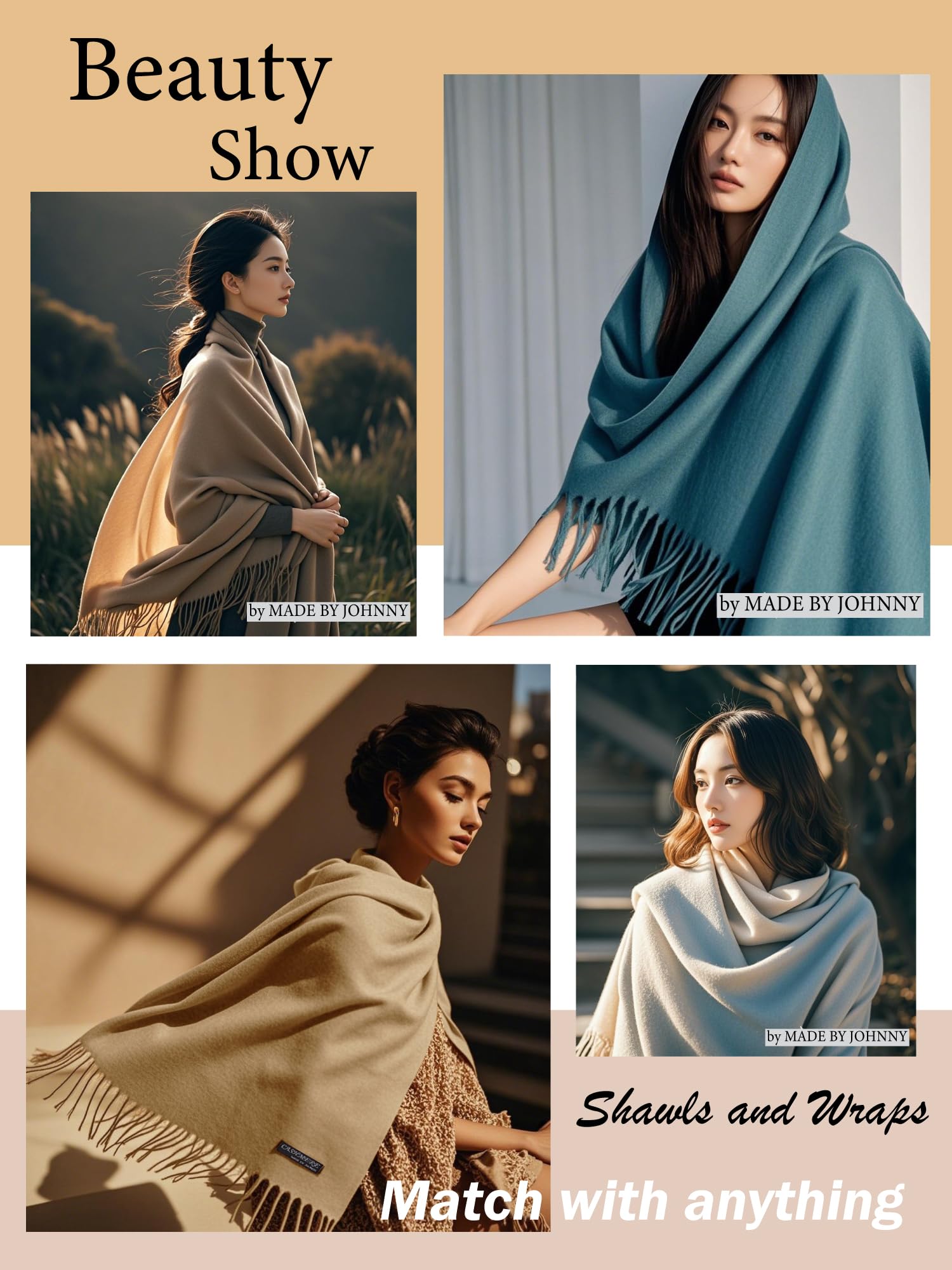 MBJ Shawls and Wraps Elegant Cashmere Scarfs for Women Stylish Warm Blanket Solid Winter Scarves ONESIZE LILAC
