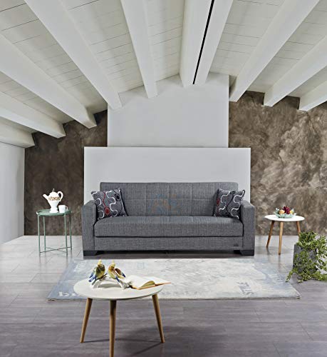 BEYAN SB Gray Vermont Modern Fabric Upholstered Convertible Sofa Bed with Storage, 84"