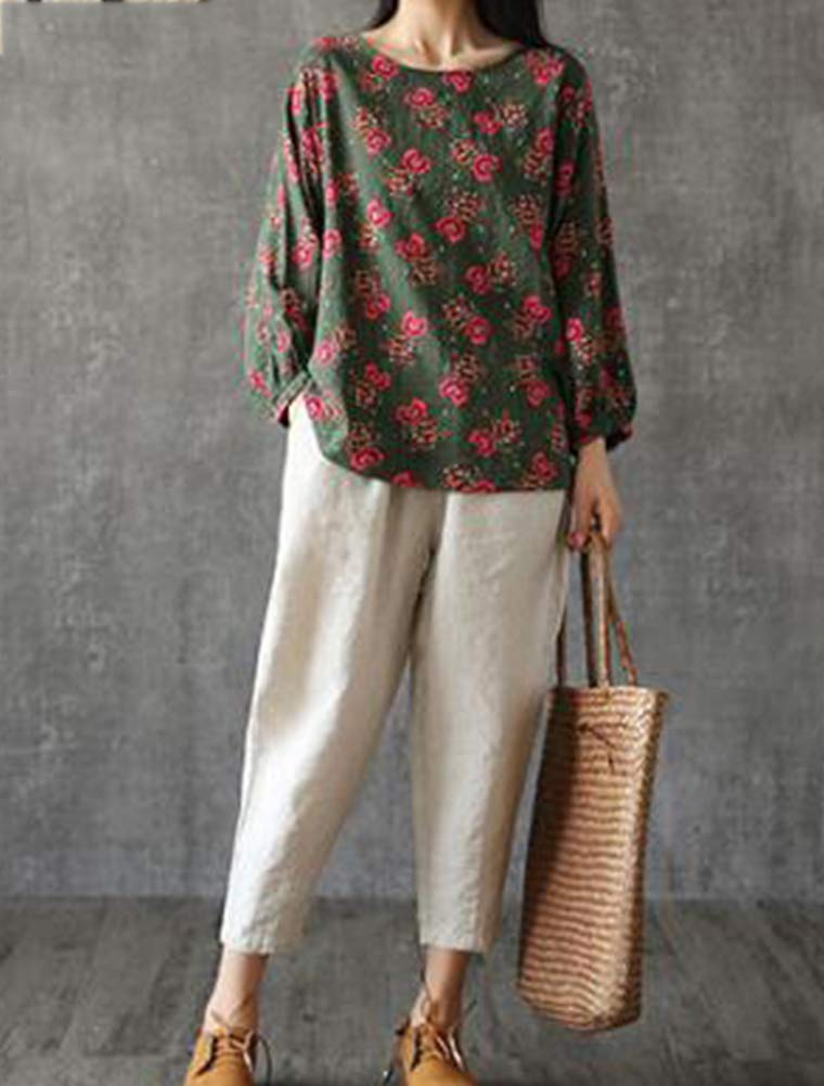 LaovanIn Women's Linen Cropped Pants Tapered Ankle Capris Trousers Elastic Waist X-Large Beige