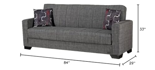 BEYAN SB Gray Vermont Modern Fabric Upholstered Convertible Sofa Bed with Storage, 84"