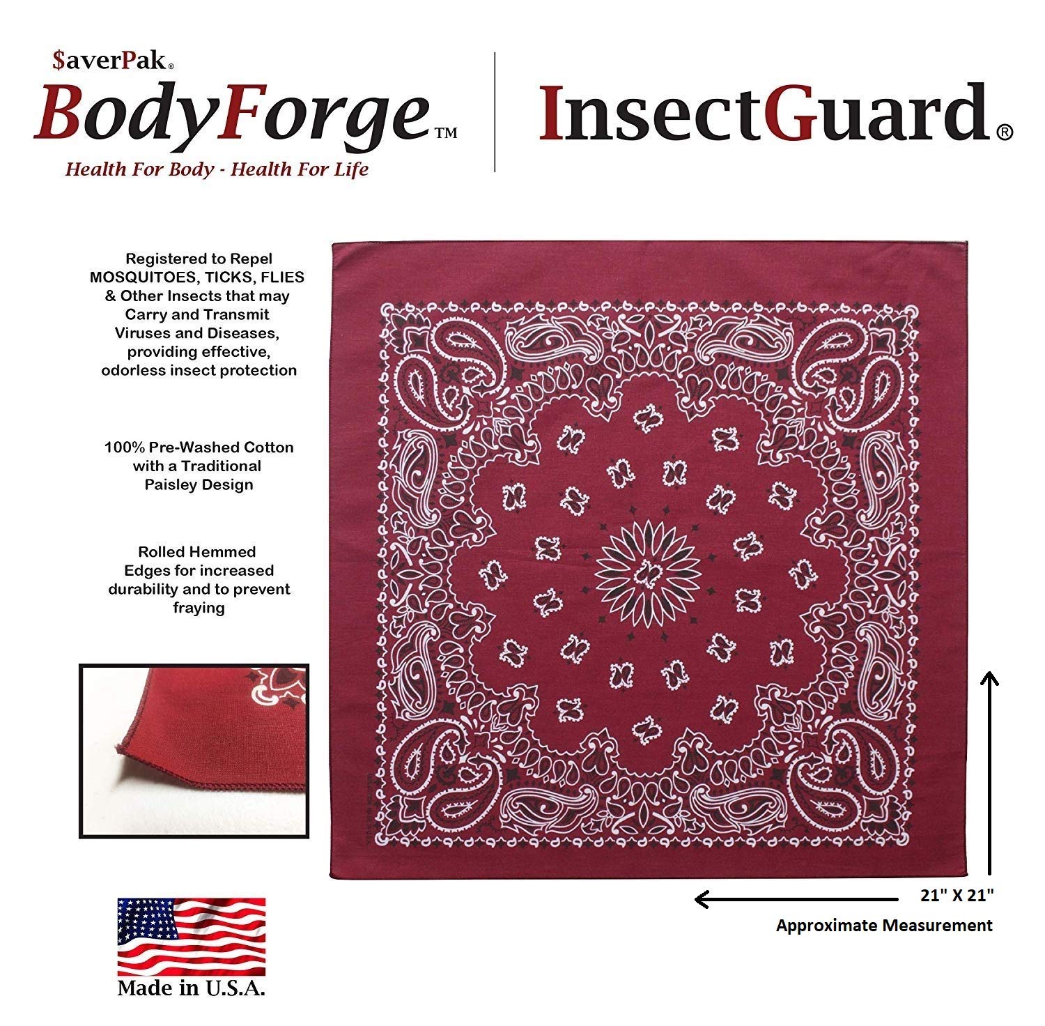 $averPak BodyForge - InsectGuard Permethrin Treated Mosquitoes, Flies, Ticks & More Insect Repellent Bandanna Face Mask Headband (Digital Camo)