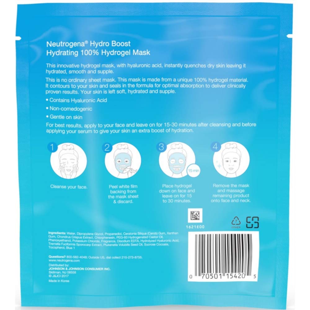 Neutrogena Hydro Boost Hydrating Hydrogel Mask, 1 Mask each (Value Pack of 2)