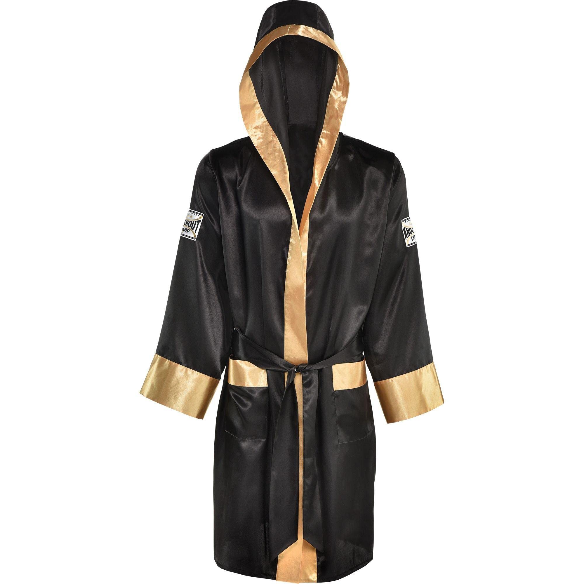 Amscan Black & Gold Satin Boxing Robe (Adult Size) 1 Pc. - Reusable & Washable Soft Satin Robe, Perfect for Halloween Costume, Cosplays, Costume Parties, Pretend Play & More