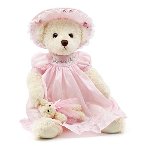 oitscute Teddy Bears Baby Cute Soft Plush Stuffed Animal Toy for Girl Women 16" (Pink Lace)