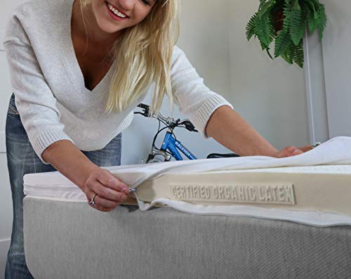 Organic 100% Natural Latex Mattress Topper - Medium - 2 Inch - Queen Size - Organic Cover Included