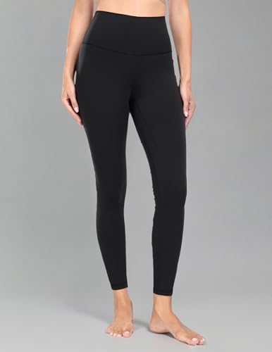YUNOGA Women's Soft High Waisted Yoga Pants Tummy Control Ankle Length Leggings (M, Black)