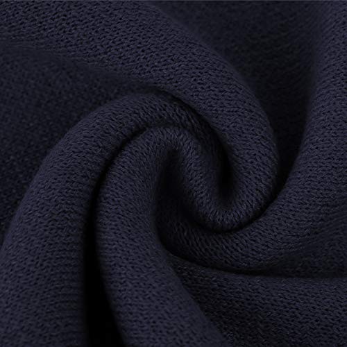 ChunCui Mens Long Thick Scarf Solid Color Soft Warm Cashmere Feel Scarves Unisex Fashion Scarf Navy Blue