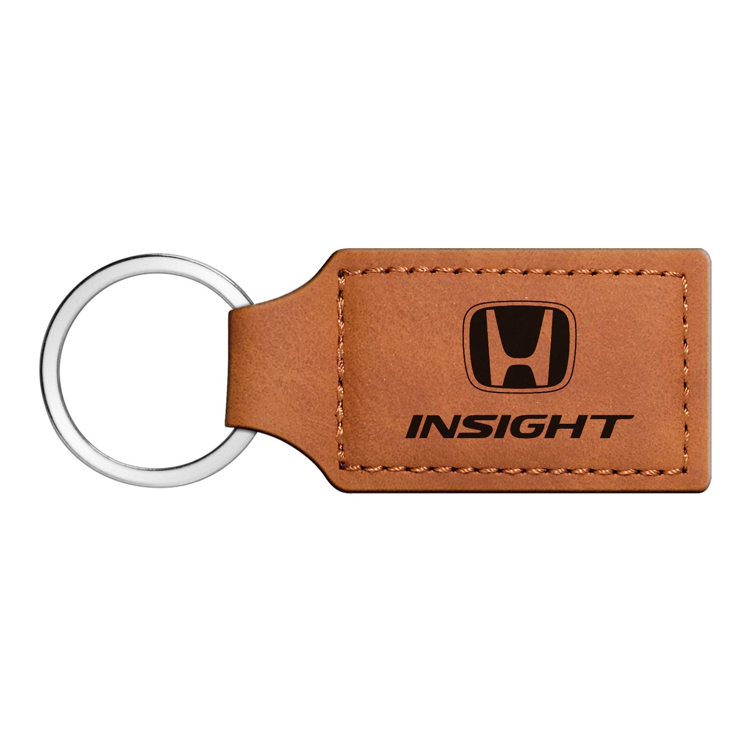 iPick Image Compatible with Honda Insight Rectangular Brown Leatherette Key Chain