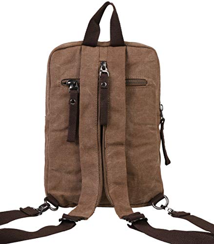 JIAO MIAO Mini Canvas Backpacks Casual Strong Small Packback Daypack,181002-Brown