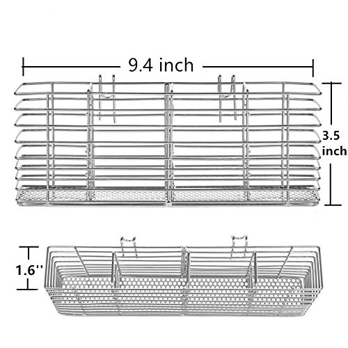Slideep Stainless Steel Cutlery Utensil Holder Silverware Organizer Rack with Hooks Removable Drying Rack Silverware Holder Utensil Cutlery Basket Kitchen Dish Drainer Dish Drying Rack