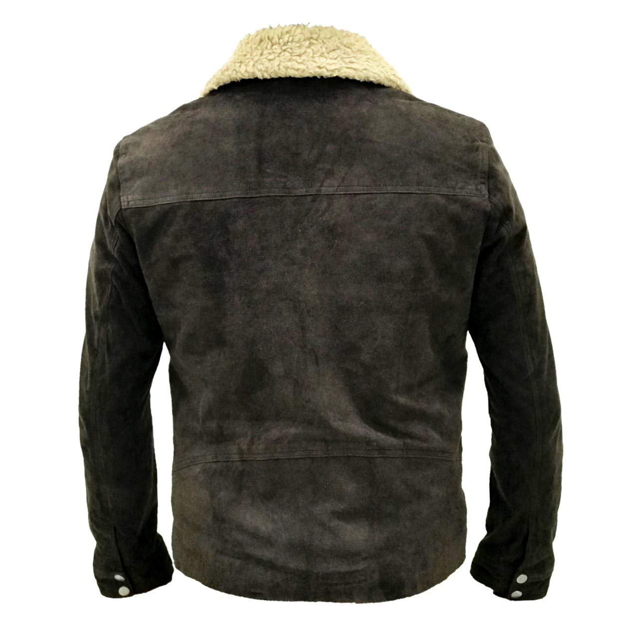Walking Dead Season 7 Dead Rick Grime Dark Brown Real Suede Winter Leather Jacket (XL)