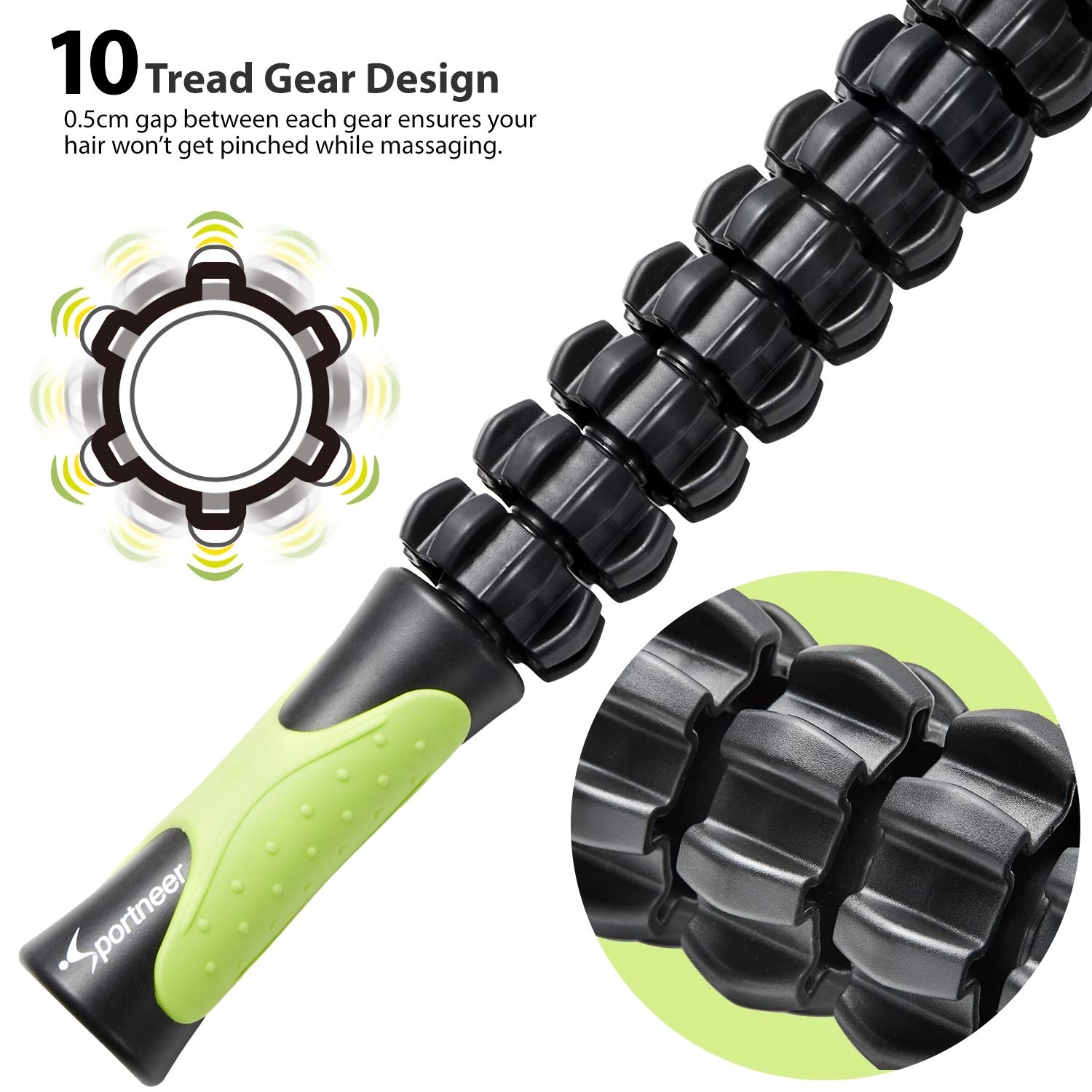 Muscle Roller Stick, Sportneer Body Massage Stick Tools,Calf Roller, Back Leg Massager for Athletes Relief Muscle Soreness, Cramping and Tightness,Soothing Cramps (Black-Upgraded Version)