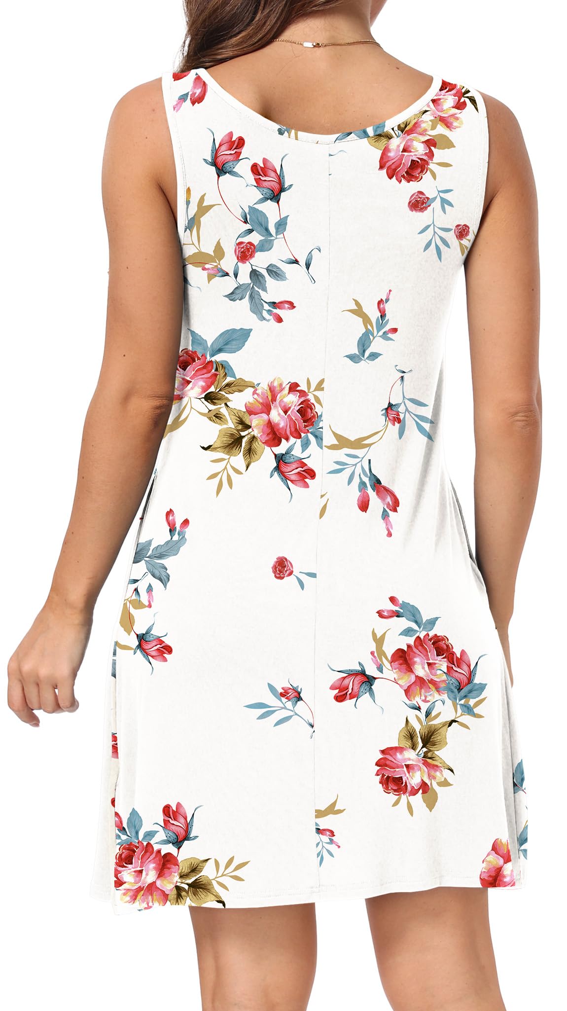 HAOMEILI Women's Floral Print Casual Swing T-Shirt Dresses with Pockets