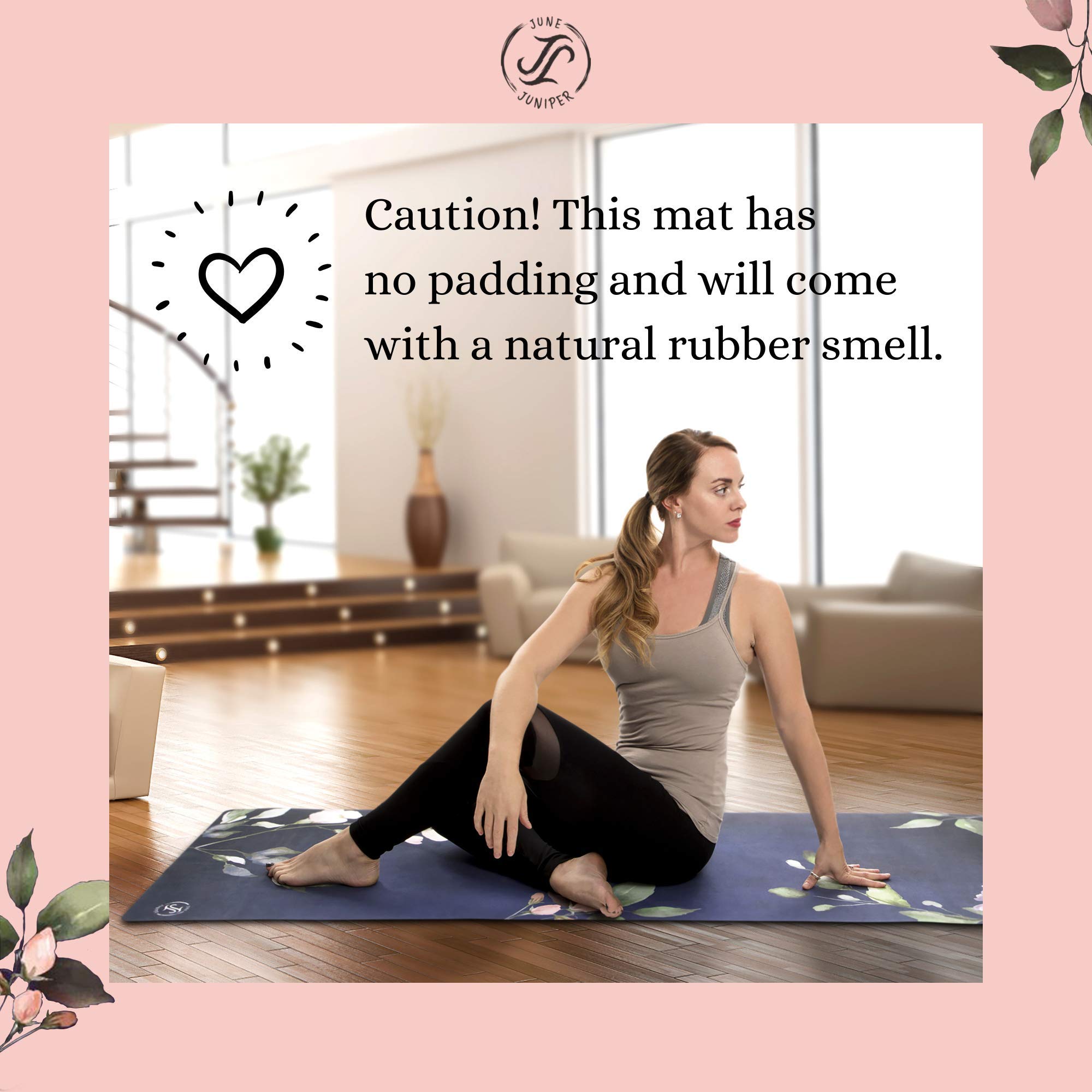 June & Juniper Travel Yoga Mat Foldable Lightweight - Thin Light Non-Slip Travel Yoga Mat Eco (Secret Garden)