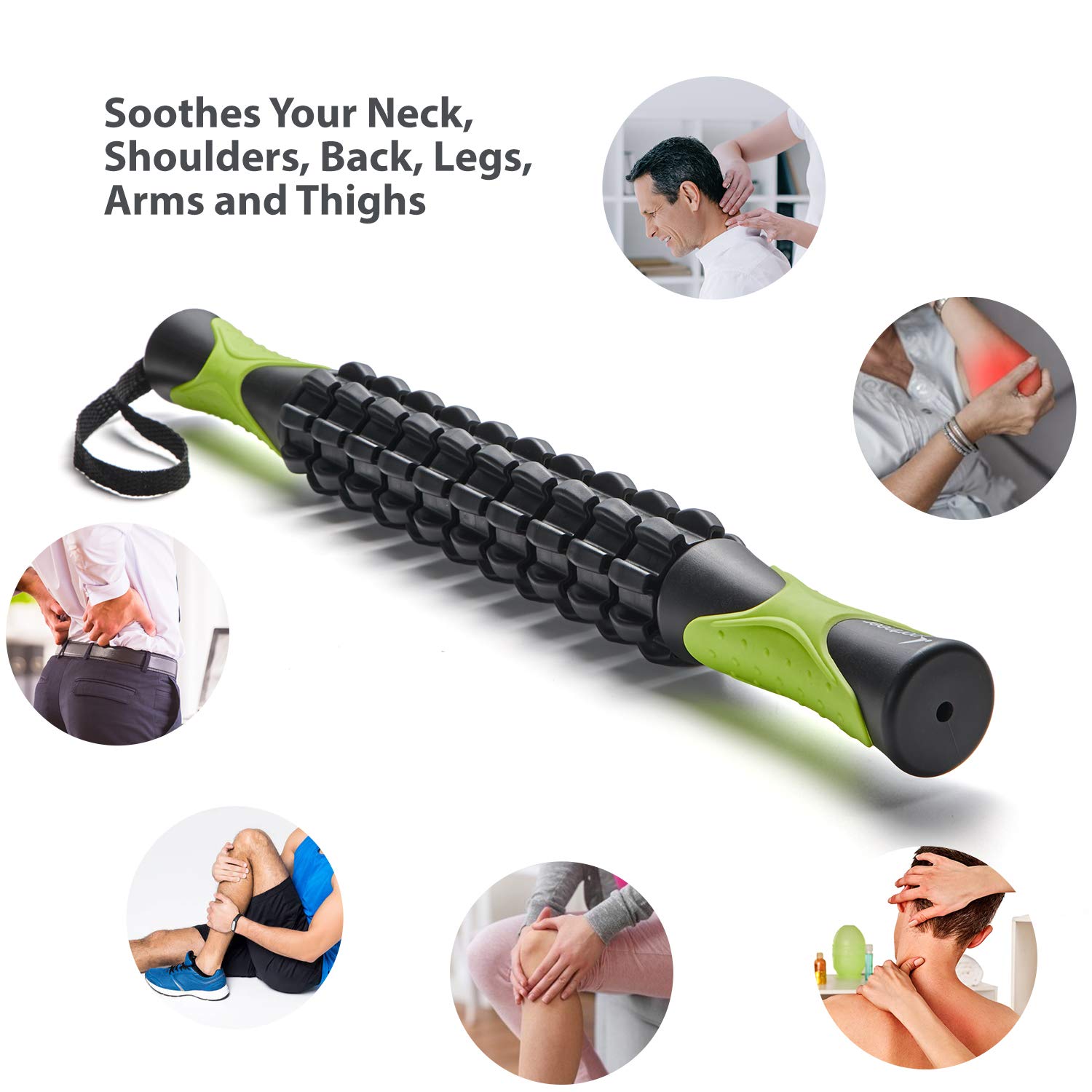 Muscle Roller Stick, Sportneer Body Massage Stick Tools,Calf Roller, Back Leg Massager for Athletes Relief Muscle Soreness, Cramping and Tightness,Soothing Cramps (Black-Upgraded Version)