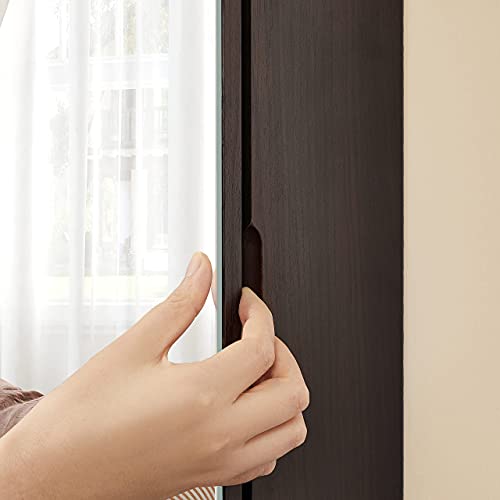 SONGMICS Hanging Jewelry Cabinet, Wall-Mounted Cabinet with LED Interior Lights, Door-Mounted Jewelry Organizer, Full-Length Mirror, Gift Idea, Brown UJJC99BR