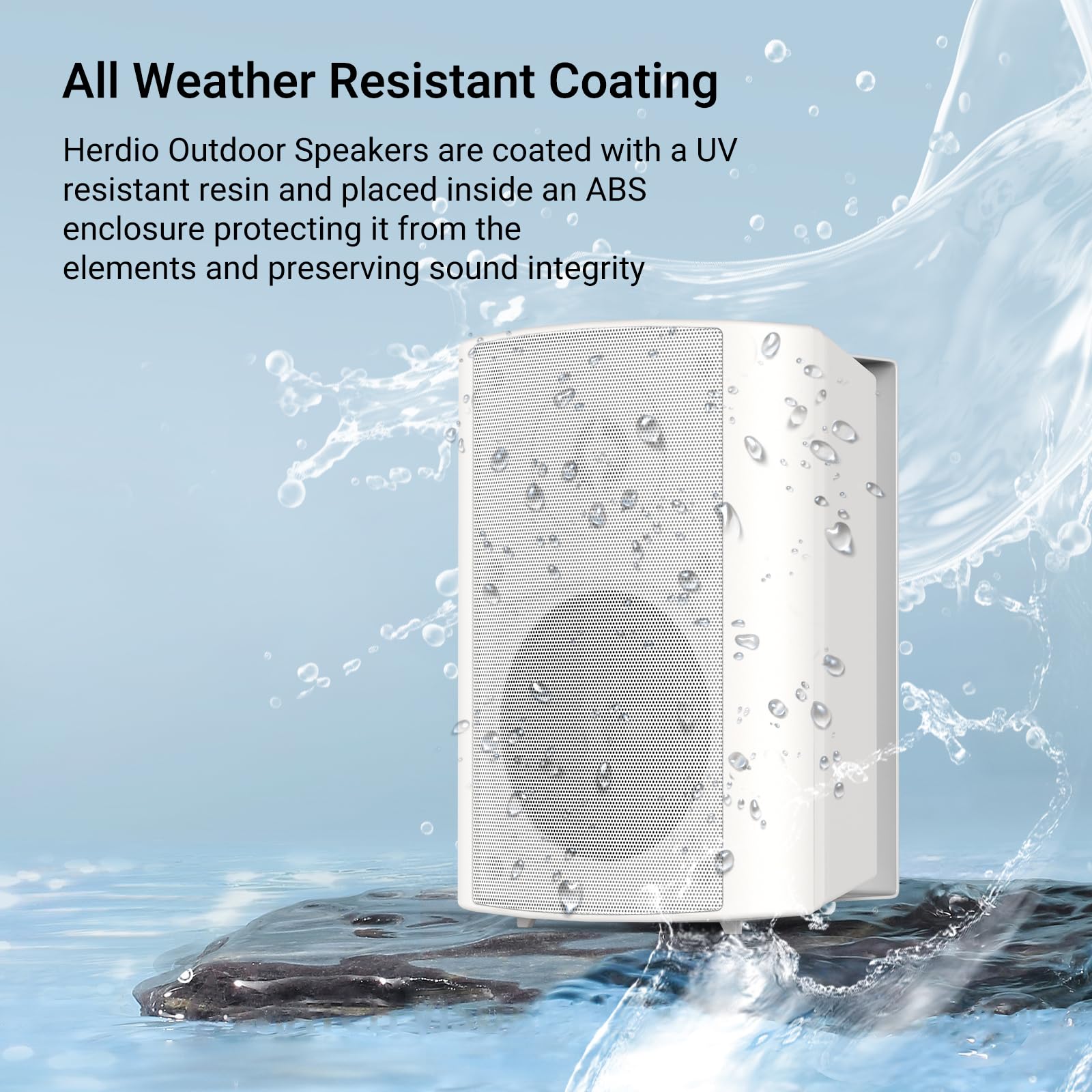 Herdio 4 Inch 200 Watt Outdoor Indoor Bluetooth Speakers,Wall Mount Waterproof Wired for Patio,Deck,Yard,Garage(White)