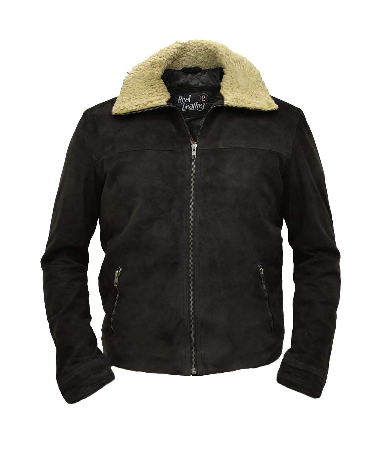 Walking Dead Season 7 Dead Rick Grime Dark Brown Real Suede Winter Leather Jacket (XL)