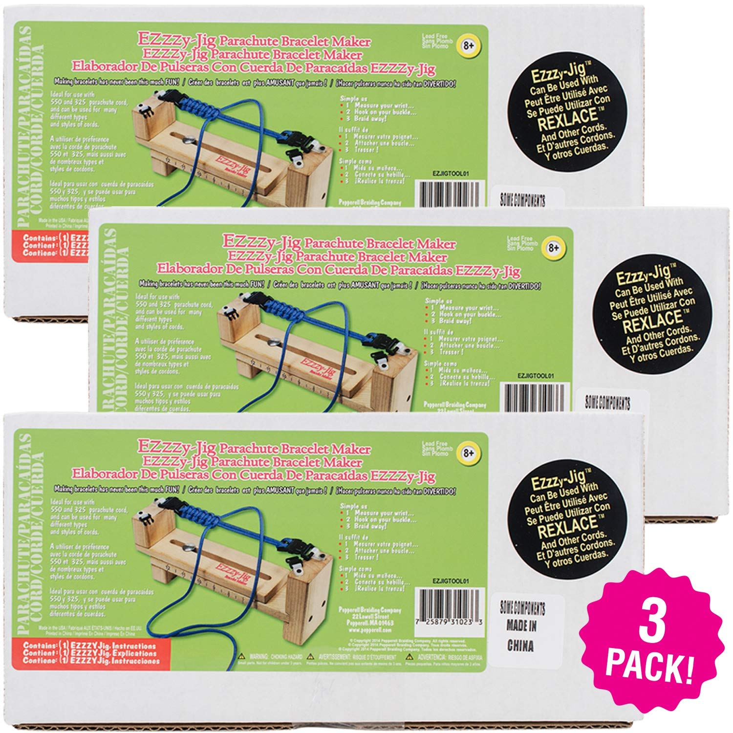 Pepperell Braiding Ezzzy-Jig Bracelet Maker 3/Pkg, 3 Pack