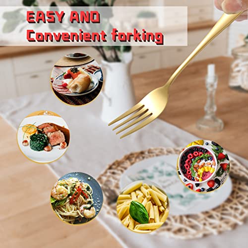 24 Pieces Gold Dinner Forks Set, Kitware Flatware Stainless Steel Utensils, Home & Kitchen Metal Cutlery Set, Heavy Duty Silverware Small Forks 6.8 Inch, Mirror Polished