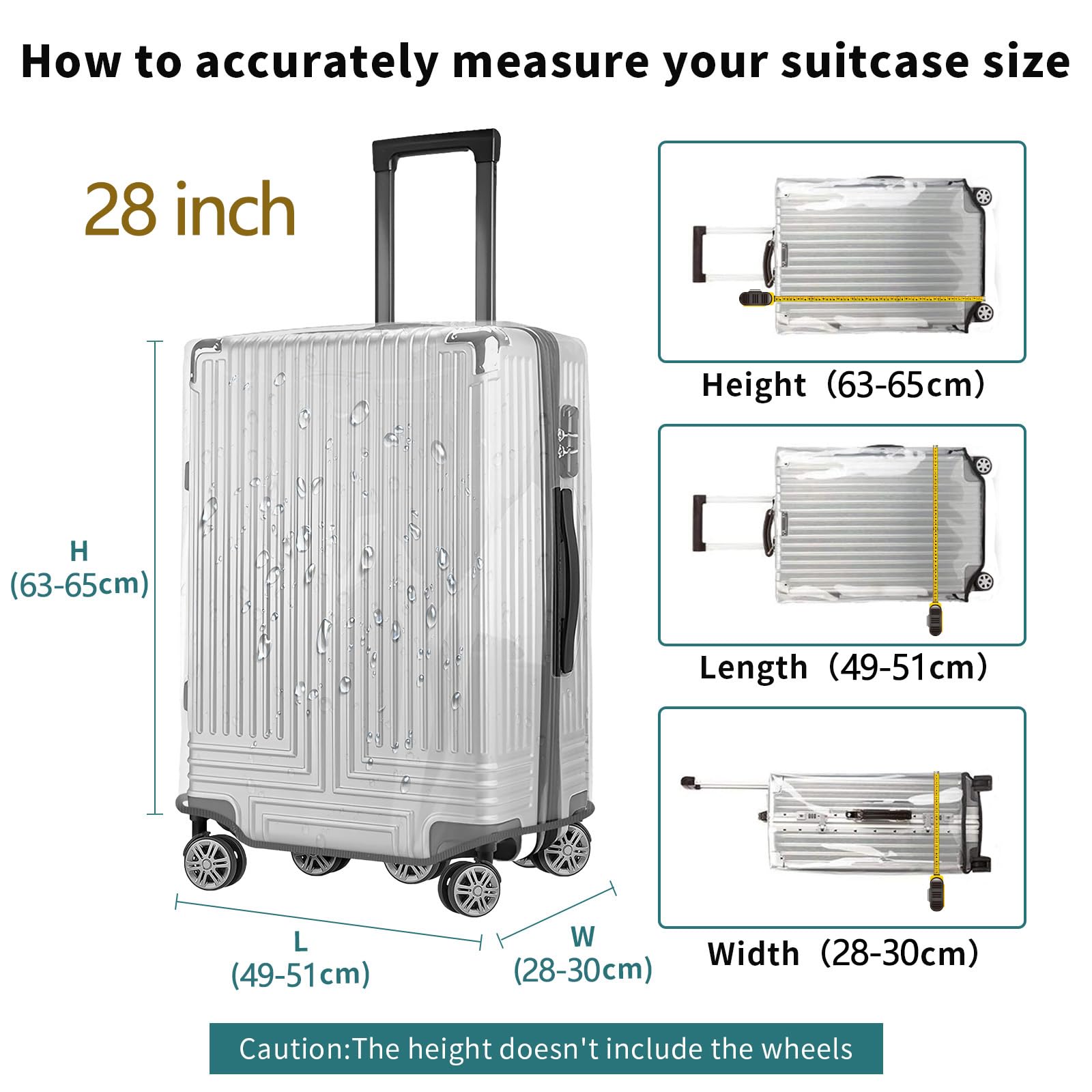 GigabitBest 28 Inch Clear PVC Suitcase Cover Protectors Suitcase Covers for Luggage Thickened suitcase protective cover for Wheeled Suitcase Suitable for 28"-29"