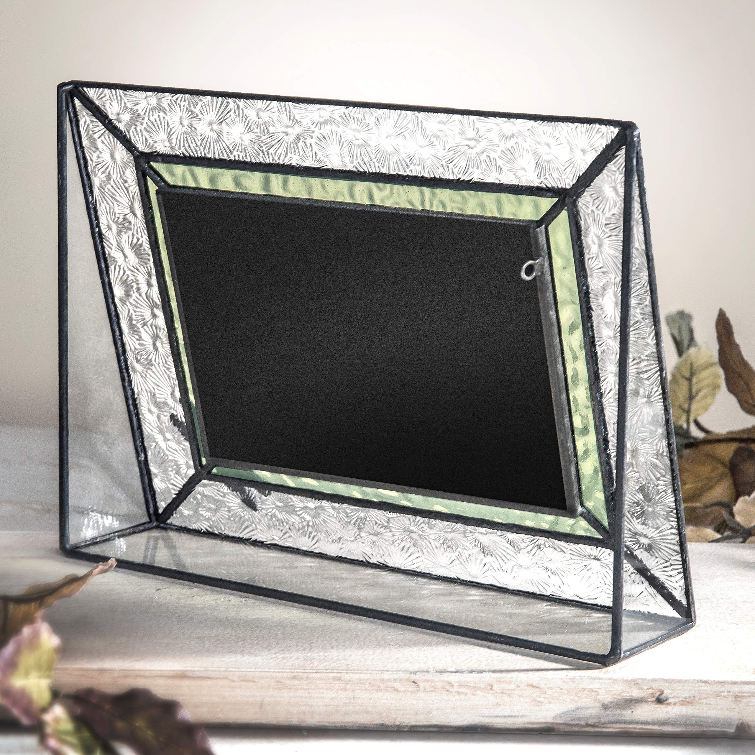 J Devlin Pic 107-46H Dragonfly Picture Frame Tabletop 4x6 Horizontal Photo Frame Sage Green Stained Glass