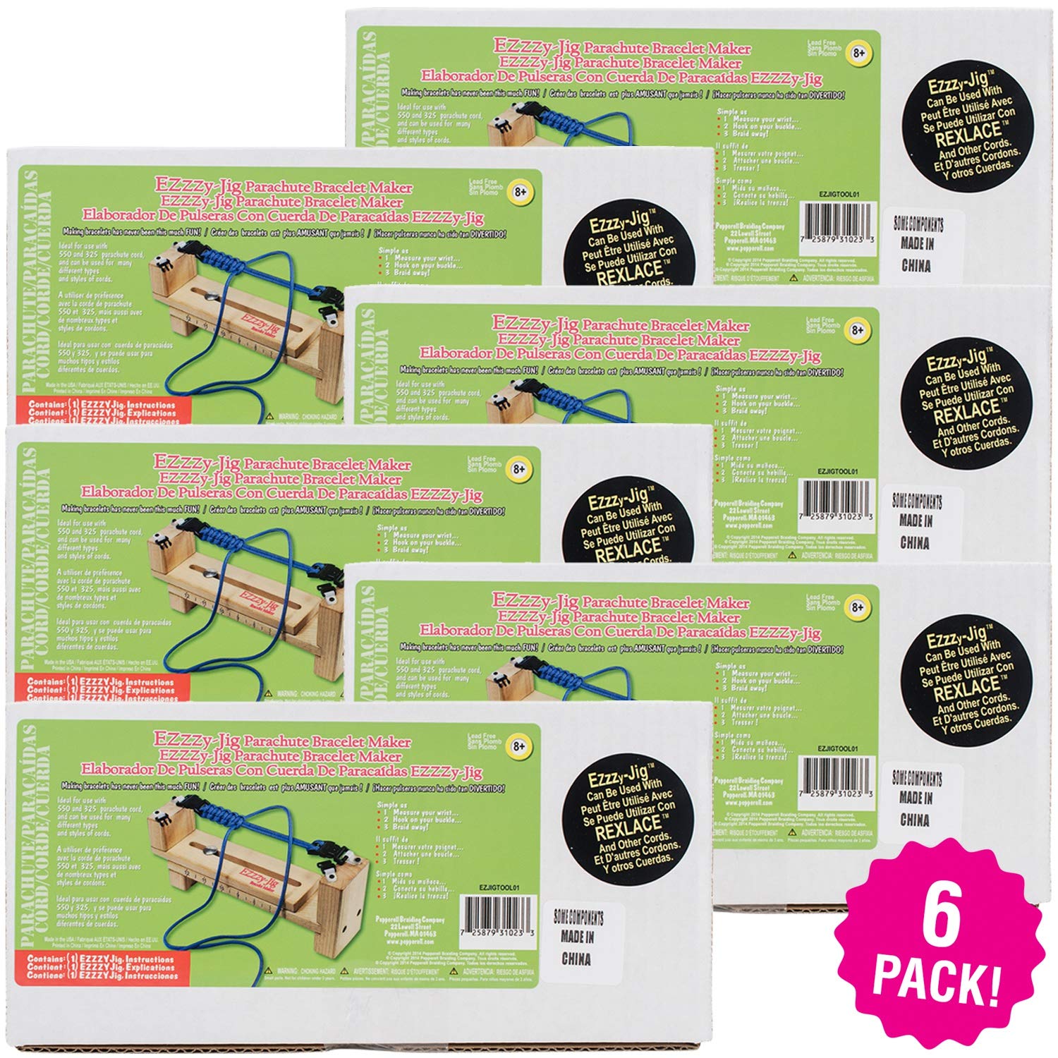 Pepperell Braiding Ezzzy-Jig Bracelet Maker 6/Pkg, 6 Pack