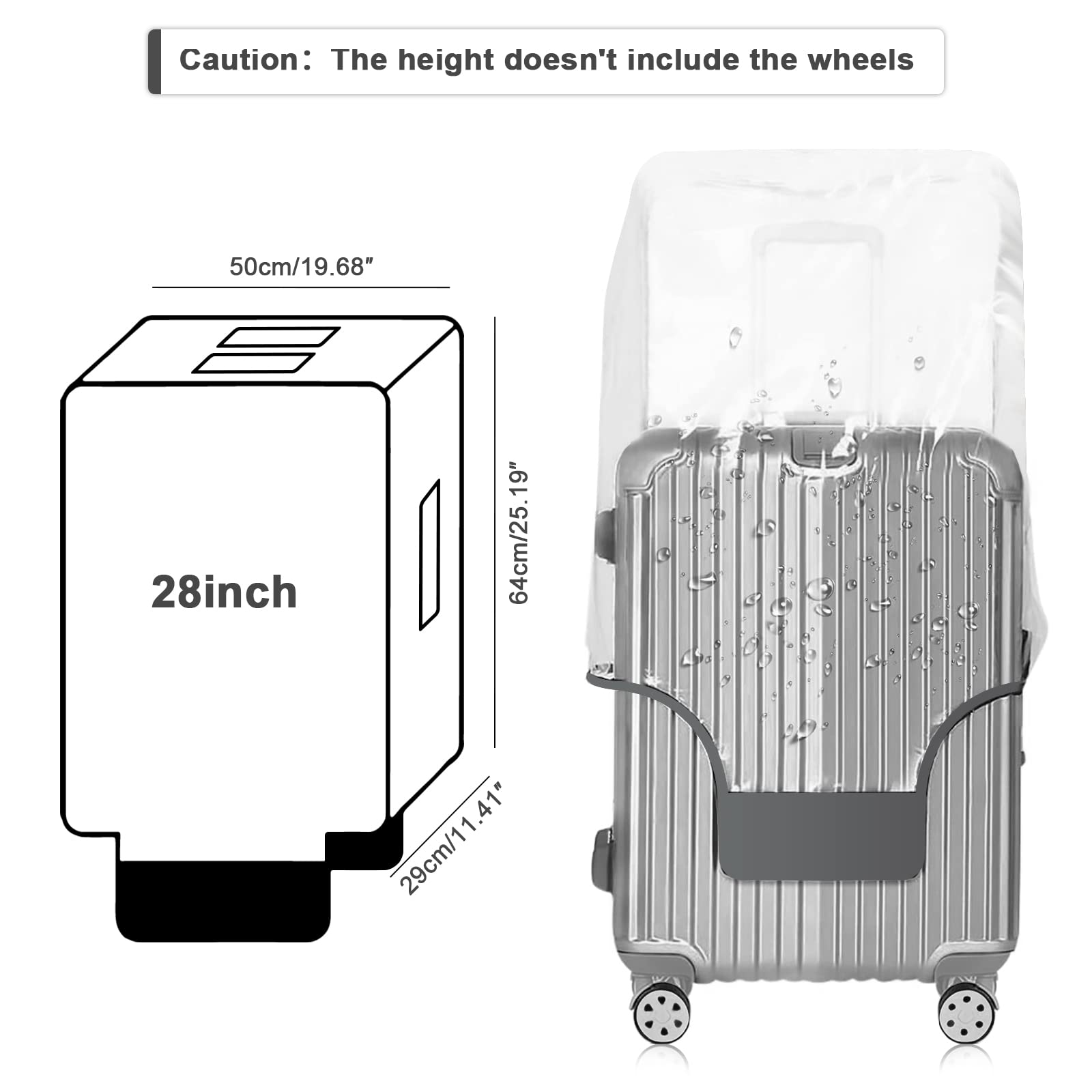 GigabitBest 28 Inch Clear PVC Suitcase Cover Protectors Suitcase Covers for Luggage Thickened suitcase protective cover for Wheeled Suitcase Suitable for 28"-29"