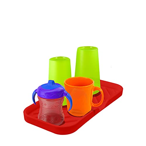 Sponge Holder for Kitchen Sink Organizer Tray [Newest Version with Drain Lip] Luxet Self Draining Sink Caddy For Dish Soap Dispenser Scrubber Brushes Bottle Dryer Kitchen Accessories Gadgets (RED)
