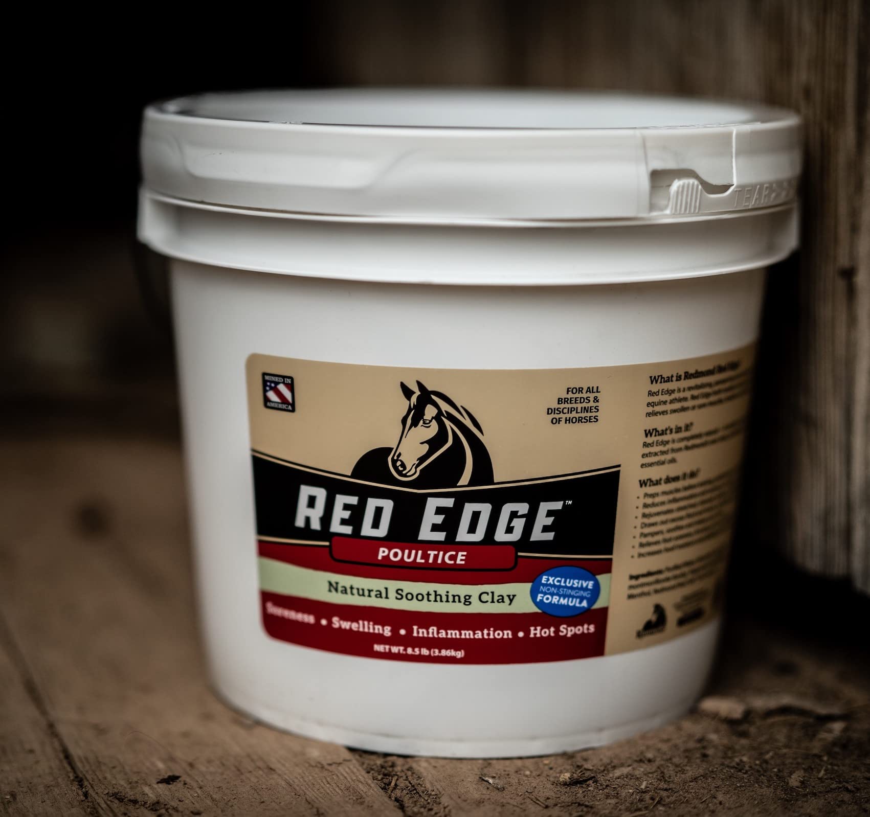 Redmond Red Edge Equine Poultice, Natural Soothing Clay for All Horse Breeds, 8.5lb Bucket