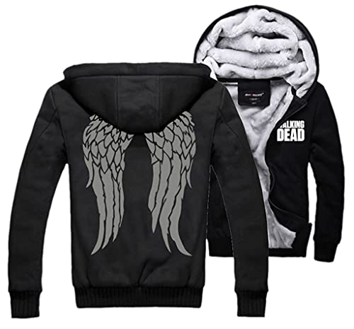 Angel Wings Hoodie Daryl Dixon Jacket Zip Up Gray wings Sweatshirt For Men XXL