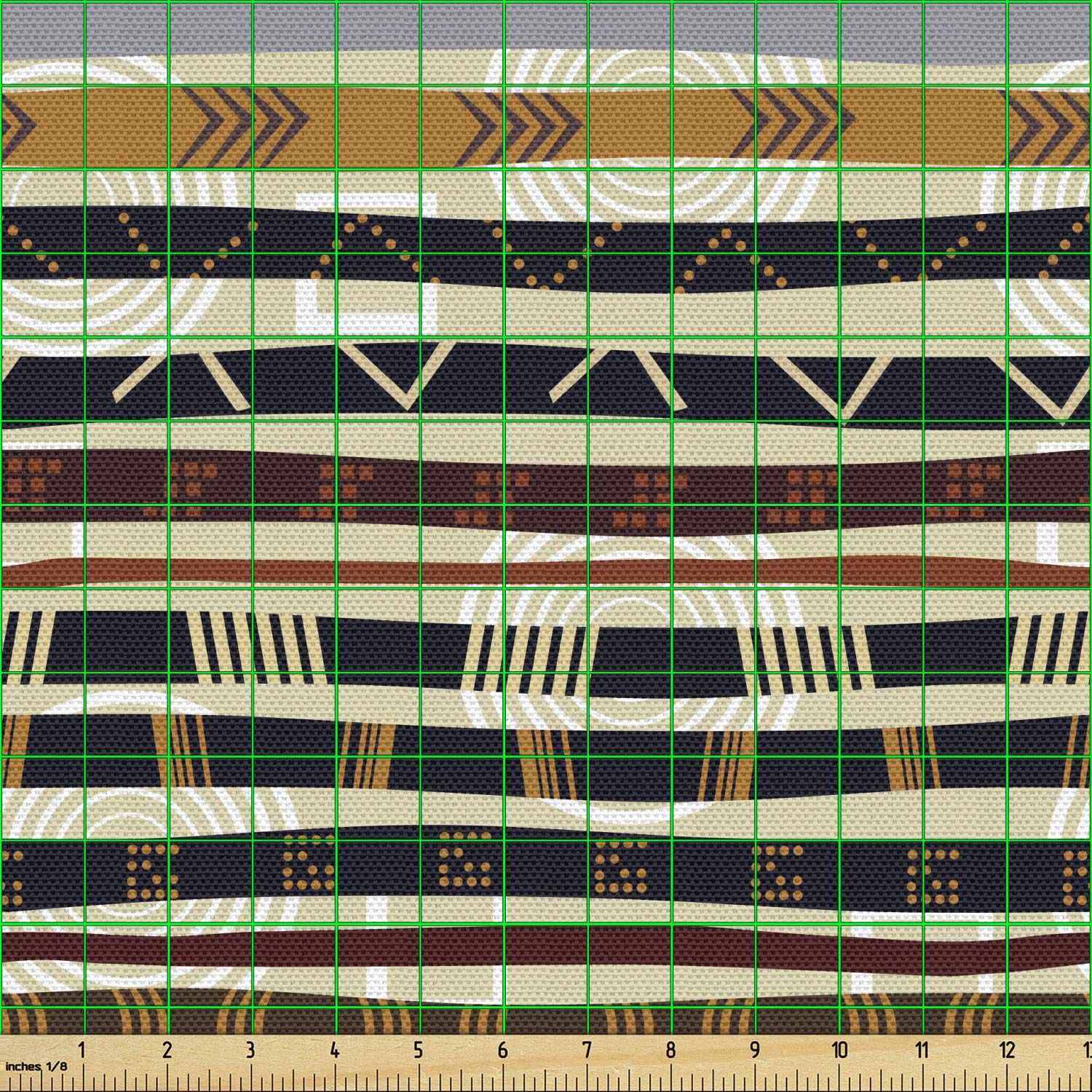 Ambesonne Abstract Fabric by The Yard Ethnic Style Geometric Forms Striped Pattern on Bold Earth Tones Decorative Material for Modern Farmhouse Decor Upholstery and Home Accents 1 Yard Orange Cream