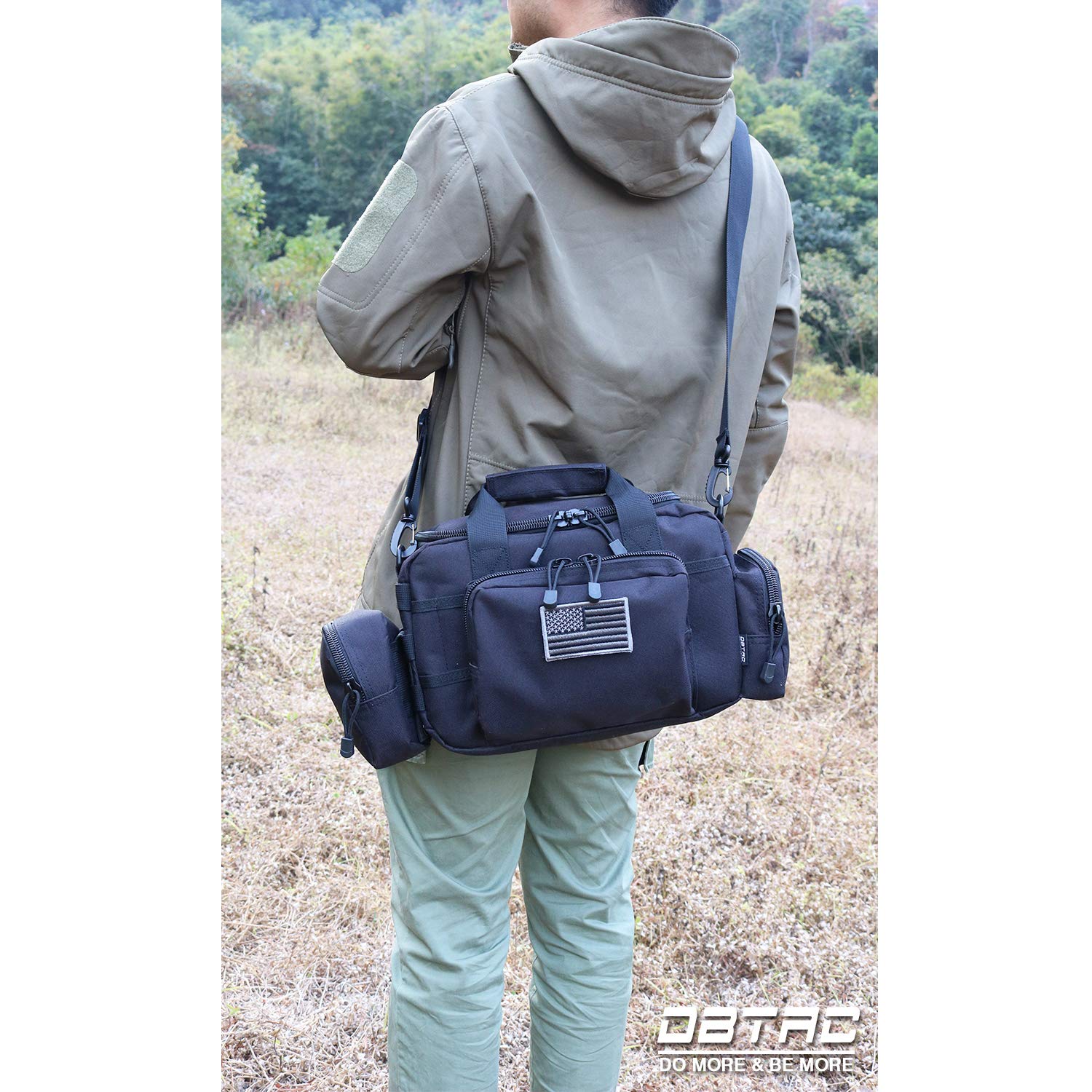 DBTAC Gun Range Bag Small | Tactical 2x Pistol Shooting Range Duffle Bag with Lockable Zipper for Handguns and Ammo (Black)